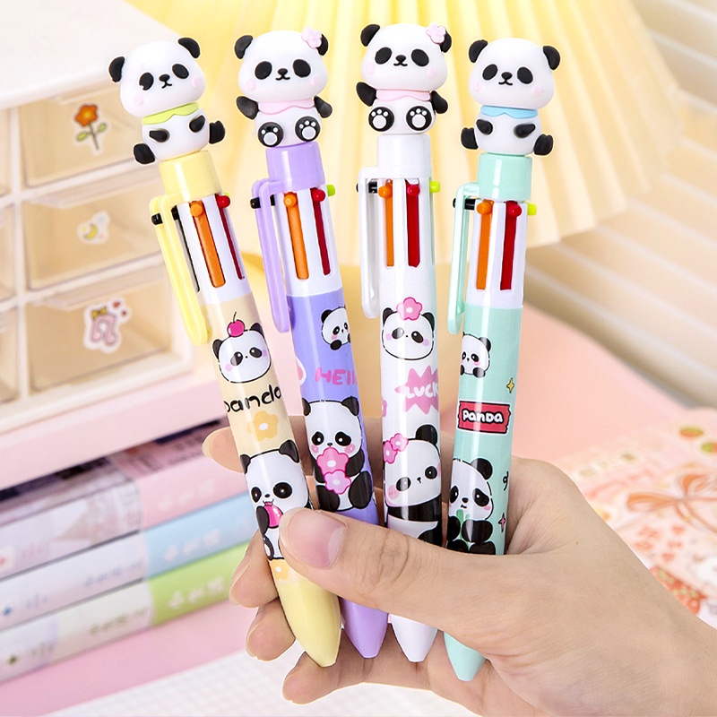 Cartoon Panda 6 Colors Ball Pen Cute Colorful Graffiti Hand Account ...