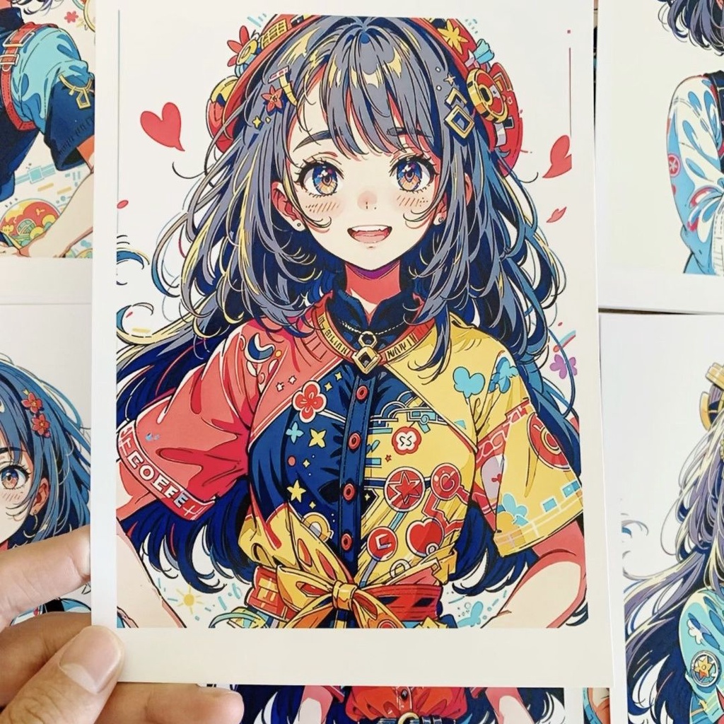 60 colorful girl postcard copy cards, brightly colored anime characters ...