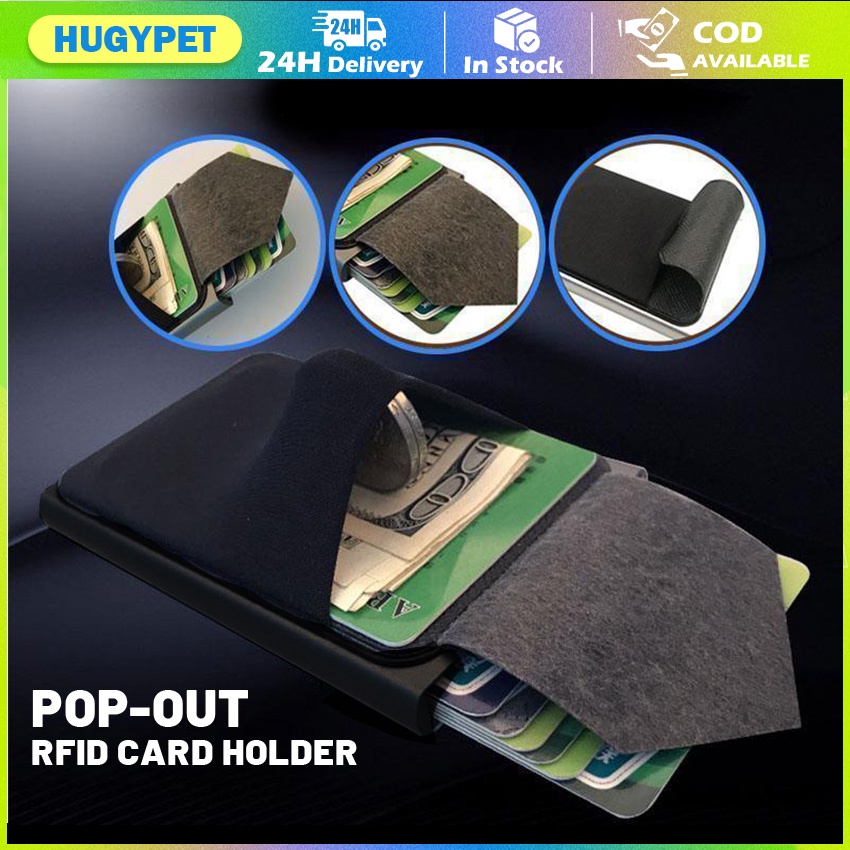 Slim Aluminum Wallet Elasticity Back Pouch ID Credit Card Holder RFID ...