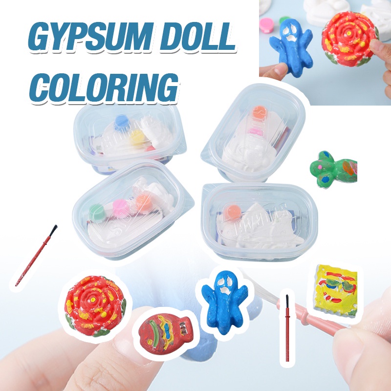 Cartoon coloring plaster doll handmade diy educational toy graffiti ...