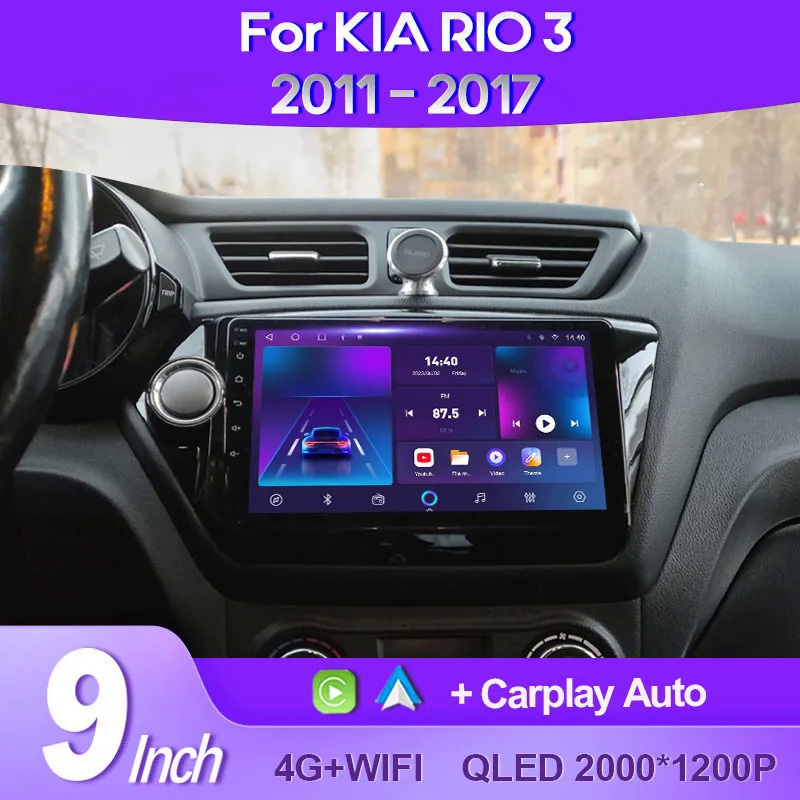 For Kia RIO 3 2011 - 2017 2K QLED Android 13 Car Radio Multimedia Video ...