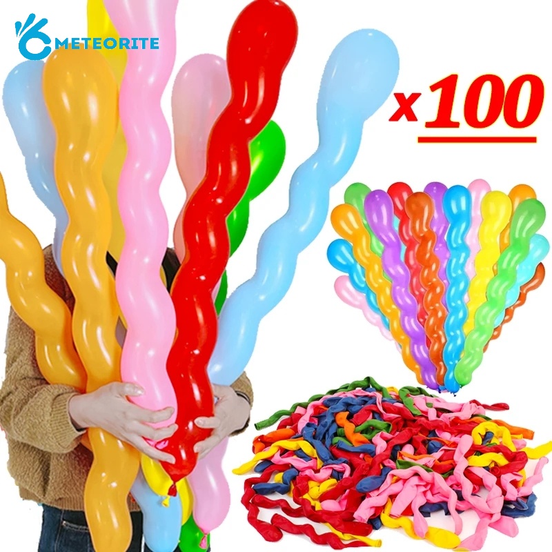 100Pcs/Set Long Spiral Latex Balloons Random Color Inflatable Twist ...
