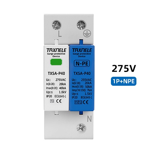 AC SPD Din rail 1P+NPE 3P+NPE 50KA T1 T2 385V 275V 255V House Surge Protector Protective Low ...