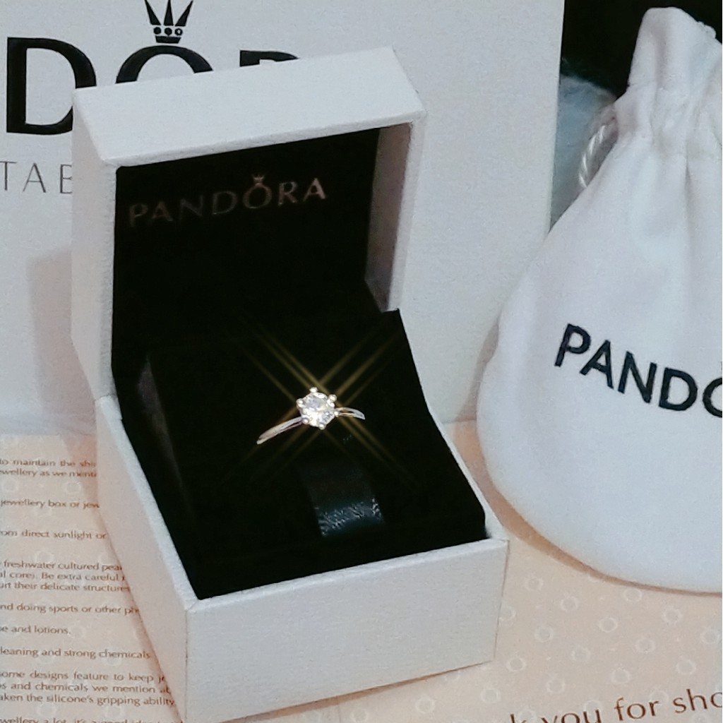 Pandora With Promise Box Adjustable Promise Ring Cubic Zirconia Diamond ...