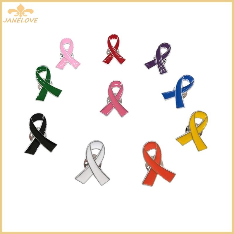 JLOVE 10 Pcs Ribbon Lapel Pin Breast Cancers Awareness Brooch Hope ...