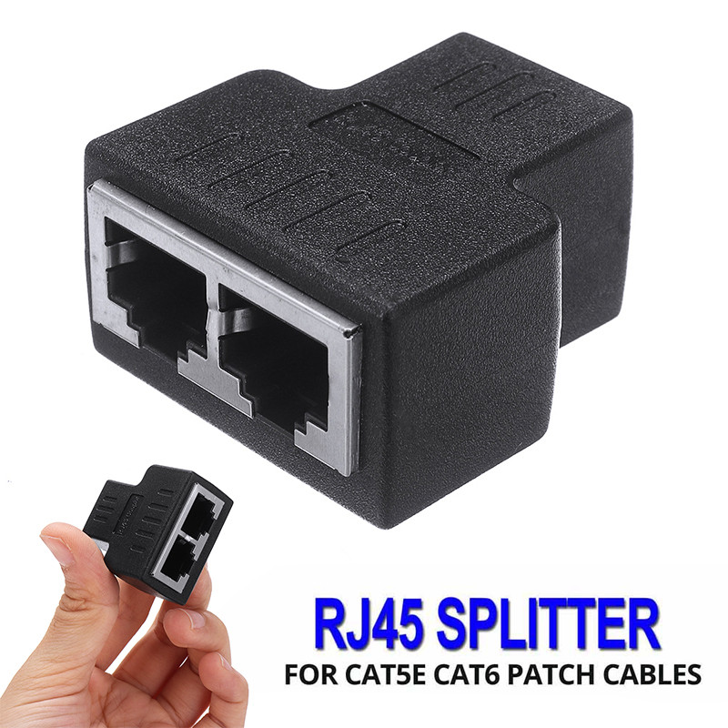 RJ45 Splitter Adapter LAN Ethernet Cable 1-2 Way Dual Female Port ...