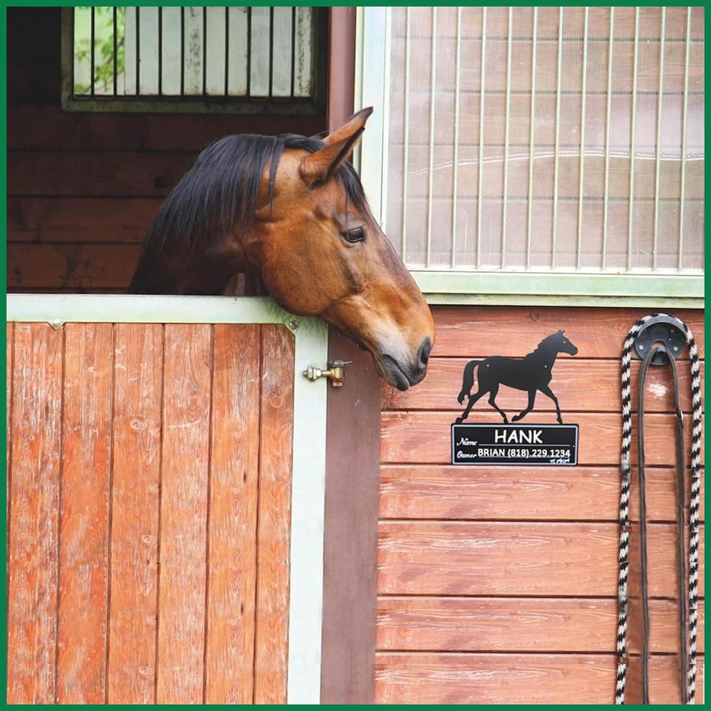 Horse Barn Sign Black Metal Horse Infomation Decorative Nameplate Barn ...