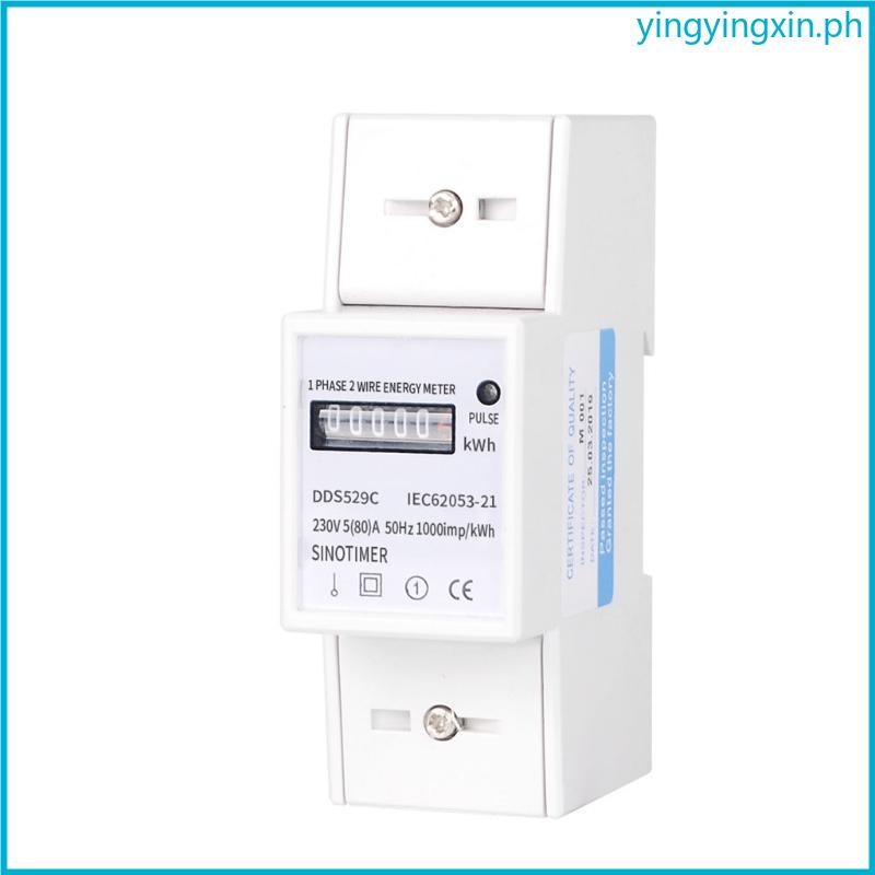 YIN 230V DIN-Rail KWh Meter Single-Phase 2 Wire 2P Electric Meter 5 80 ...