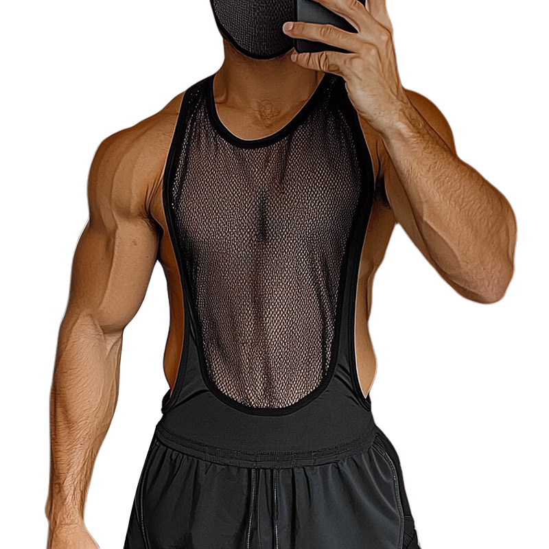 MR Men Korean Casual Sports Style Mesh Patchwork See-Through Tanks ...