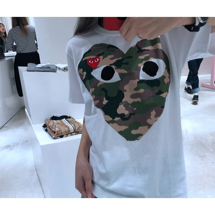 CDG New Trendy Brand Wave Point Half Heart Camo Double Love Couple ...