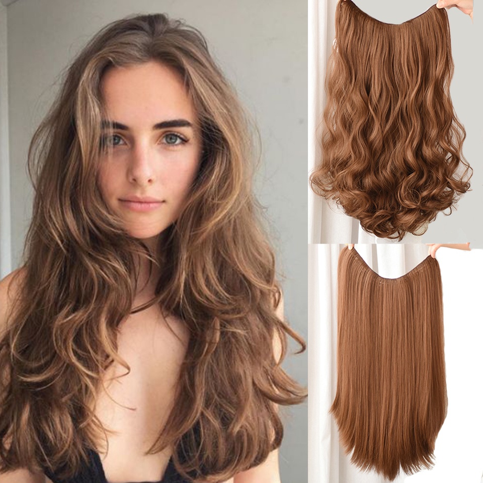 Long Curly Wave Hair U-shaped 4Clips Version V-shaped Invisible Hari ...