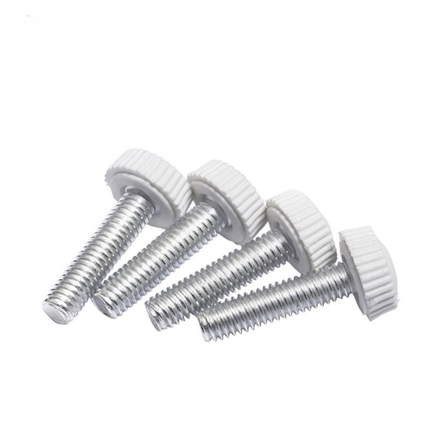 [KZS] White Rubber Head Screw Straight Grain Knurled Hand Screw Round ...