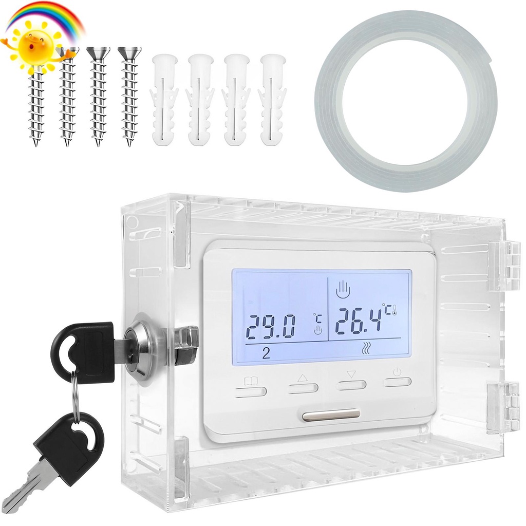 Universal Thermostat Lock Box with Key Clear Acrylic Thermostat Cover ...