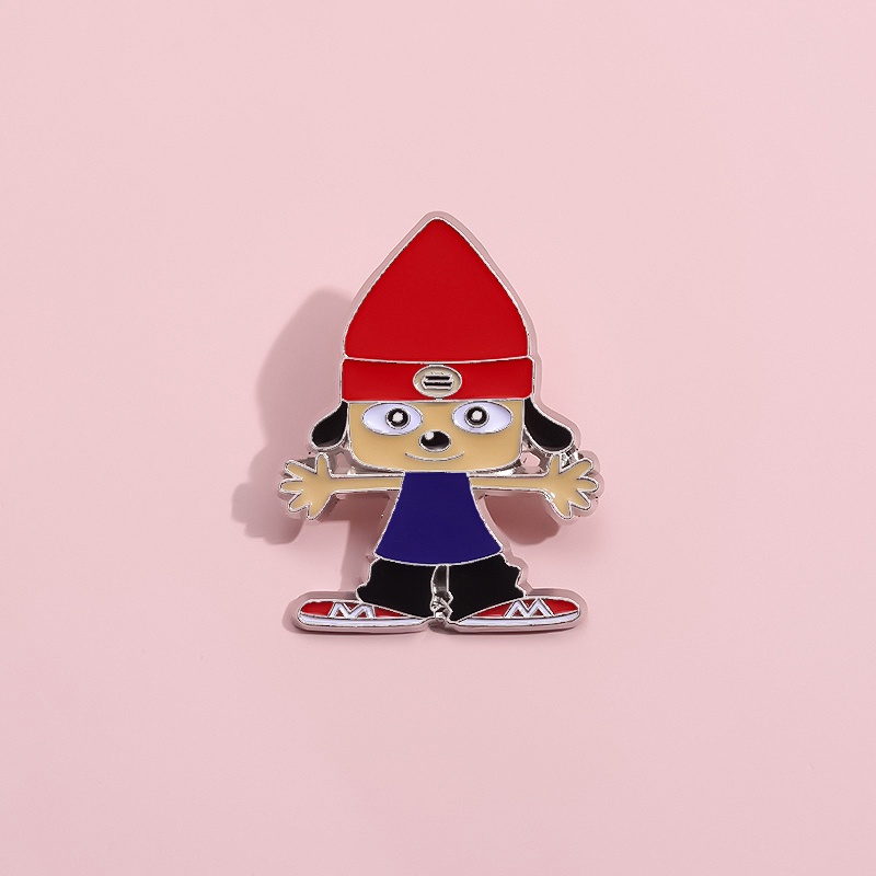 Cartoon Red Hat Dog Rapper Enamel Pin Brooches PaRappa Brooch Pins ...