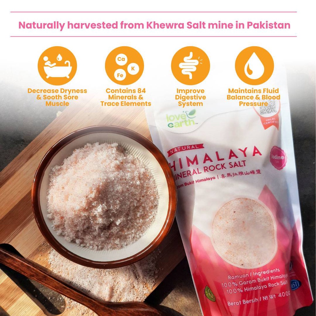 Love Earth Fine Himalaya Mineral Rock Salt Garam Himalayan Salt - 400g ...