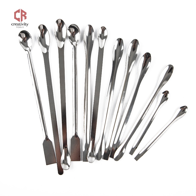 [CR] 12Pcs Stainless Steel Lab Spoon Spatula Laboratory Sampling Spoon ...