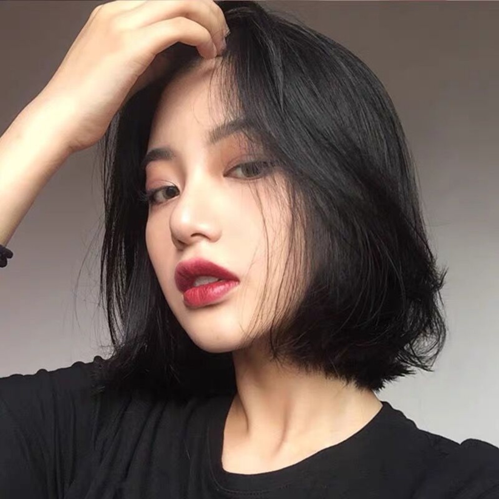 Ladies Wig Short Hair bobo Head Middle Point No Bangs Student Hair Girl ...