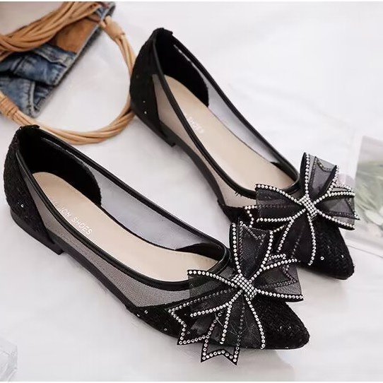 Pointed Mesh Shoes for Women Pointed Pedal Shallow Mouth Flat Shoes ...