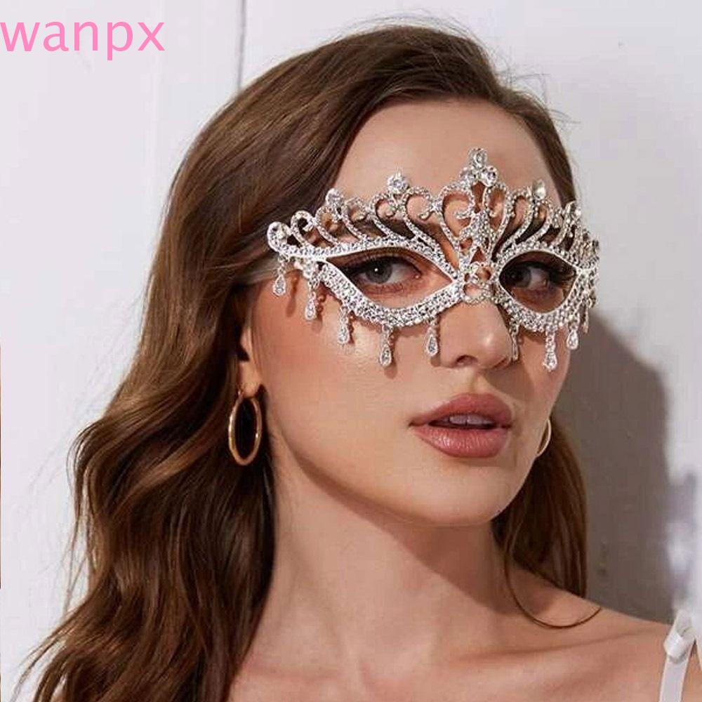 WANPX Rhinestone Mask, Veil Tassel Masquerade Mask, Personality Full ...