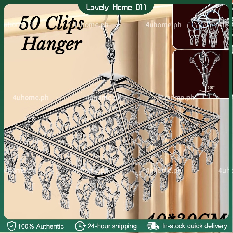 50 Clips Drying Racks Hanger Stainless Steel Clothes Hanger Clips ...