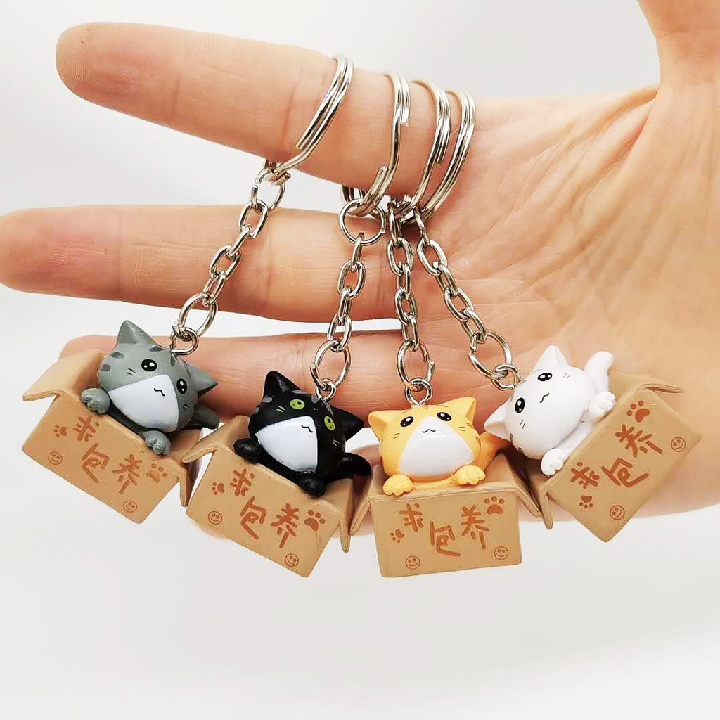 Cute Cat Keychain Creative Cartoon Bag Accessory Pendant Key Ring ...