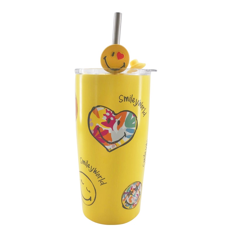 MINISO Smiley World Collection Stainless Steel Tumbler with Straw ...