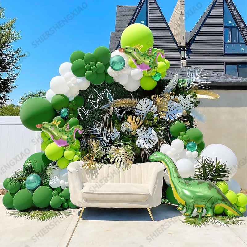 90pcs Dinosaur Theme Balloon Party Set Giraffe Mini Flying Dinosaur Aluminum Film Balloon ...