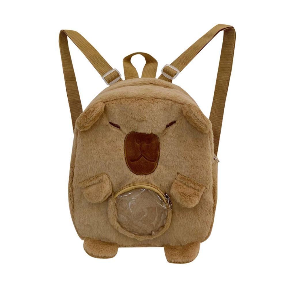 FUZOU Capybara Plush Backpack, Plush Capybara Big Capacity Capybara ...