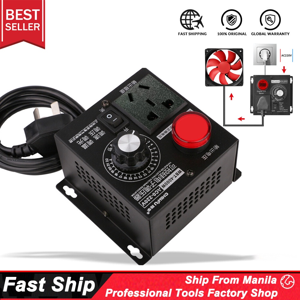 4000W AC 220V Variable Voltage Controller Control For Fan Speed Motor ...