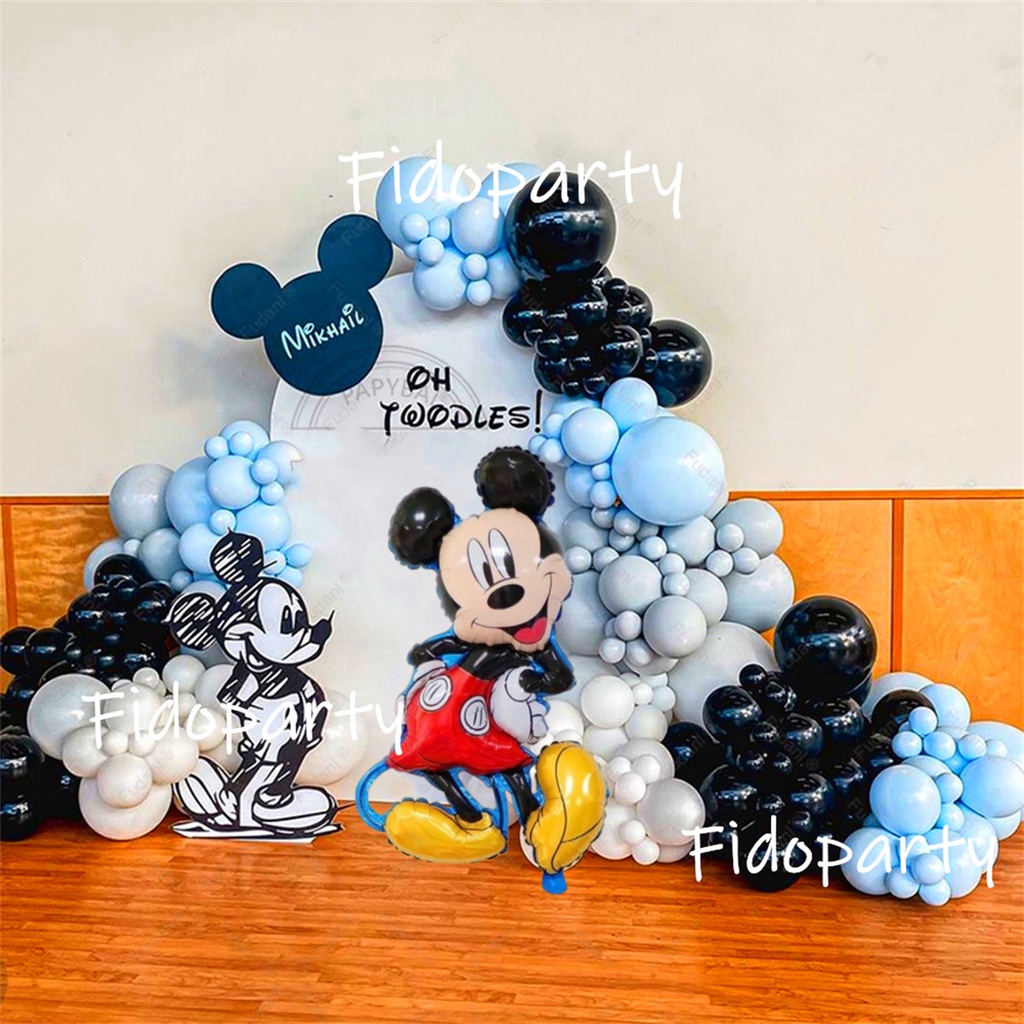 Disney Mickey Mouse Theme Balloons 32inch Black Number Black White Blue ...