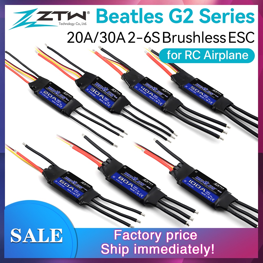 ZTW 32-Bit Brushless ESC Beatles G2 20A/30A/40A/50A/60A/80A/100A 2-6S ...