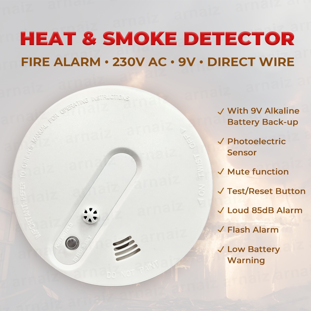 LQD Photoelectronic Heat and Smoke Detector 220V 230V Interconnectable ...