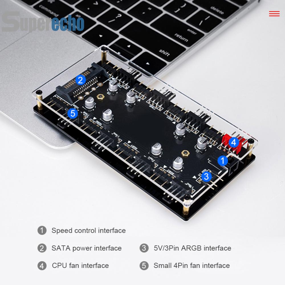 1 to 8 Multi Way Splitter RGB PWM Hub PC Speed Controller Adapter for ...
