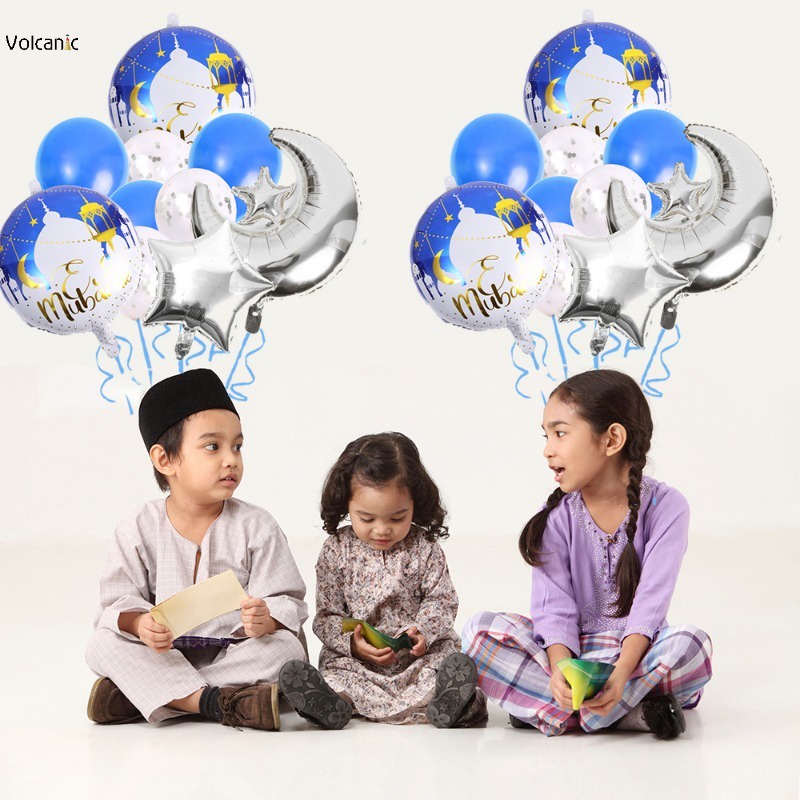 Eid Mubarak Balloon Moon Star Shaped Latex Aluminum Film Balloons ...