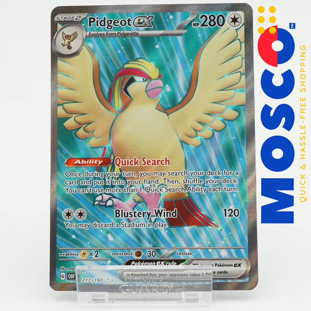 Pidgeot ex - 217/197 - Full Art Secret Rare Obsidian Flames | Pokemon ...