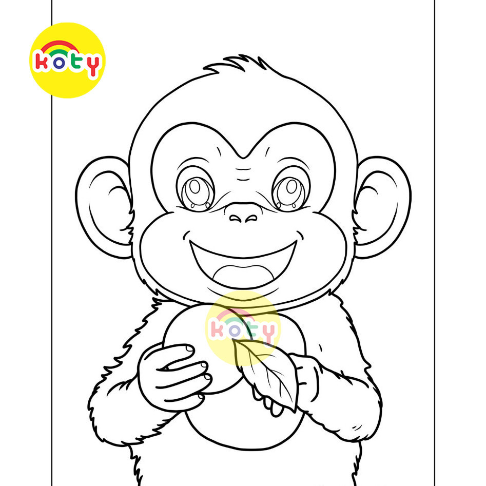 Set of 50 Jungle Animal themed coloring pages for children, cute ...