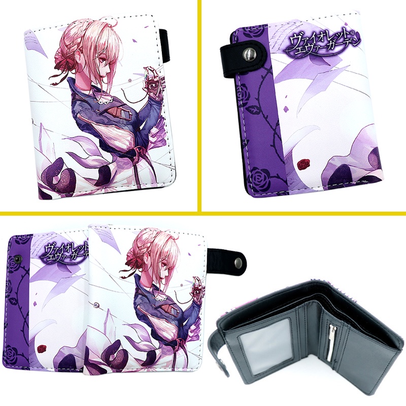 Cartoon Violet Evergarden Gilbert Bougainvillea Short PU Folding Wallet ...