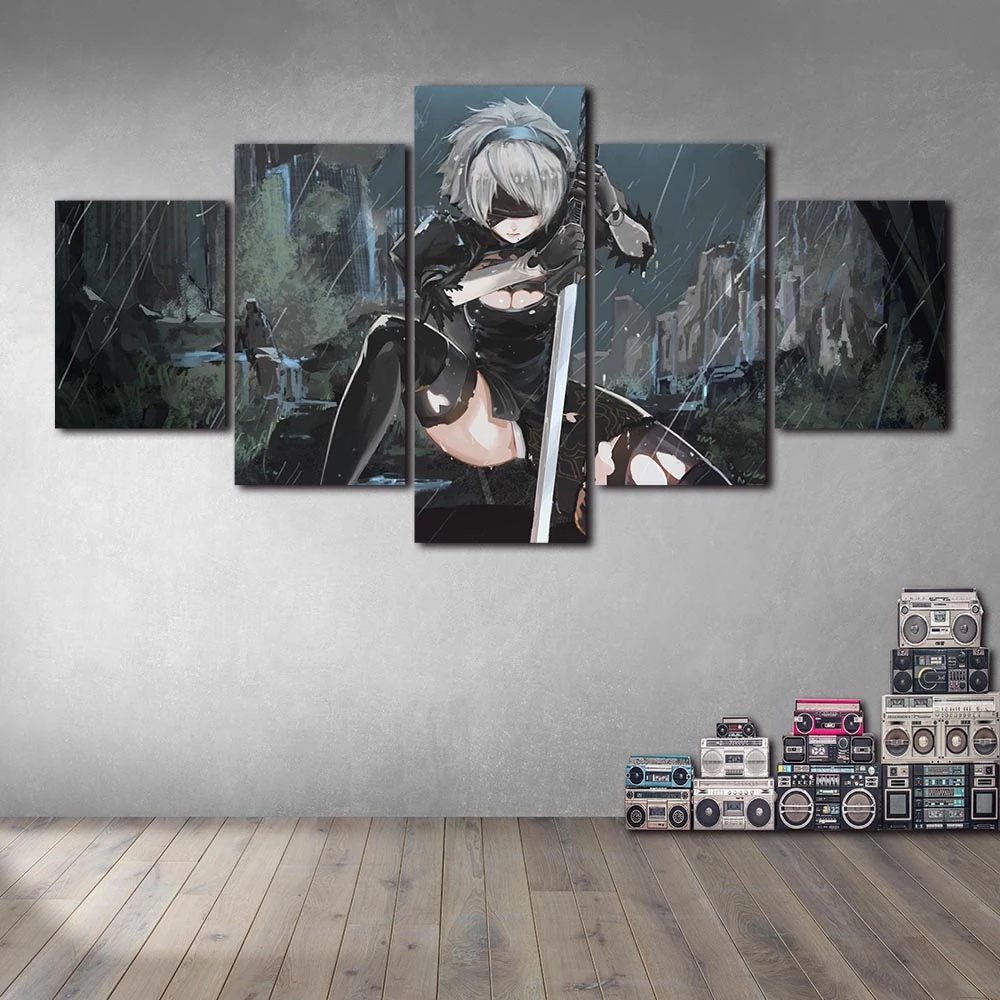 Modular Canvas Painting 5 Pieces Nier Anime Characters Posters HD ...