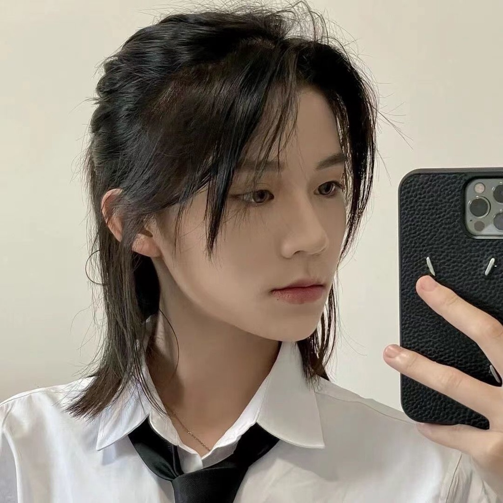 Wolf Tail Wig Male Long Hair Japanese Boy Samurai Head Middle Section ...