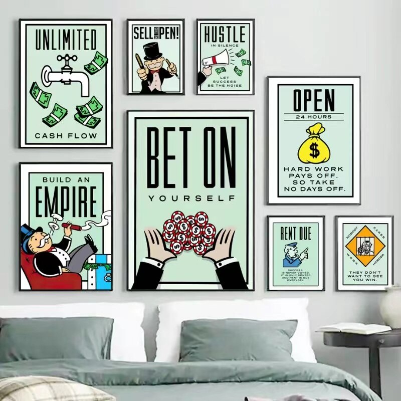 Cartoon Character Inspirational Banner: Wall Poster, Monopoly Dollar ...