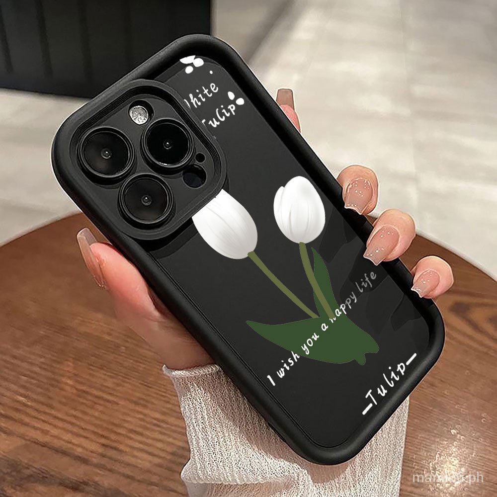 ins style simple flower pattern couple mobile phone shell trendy soft ...