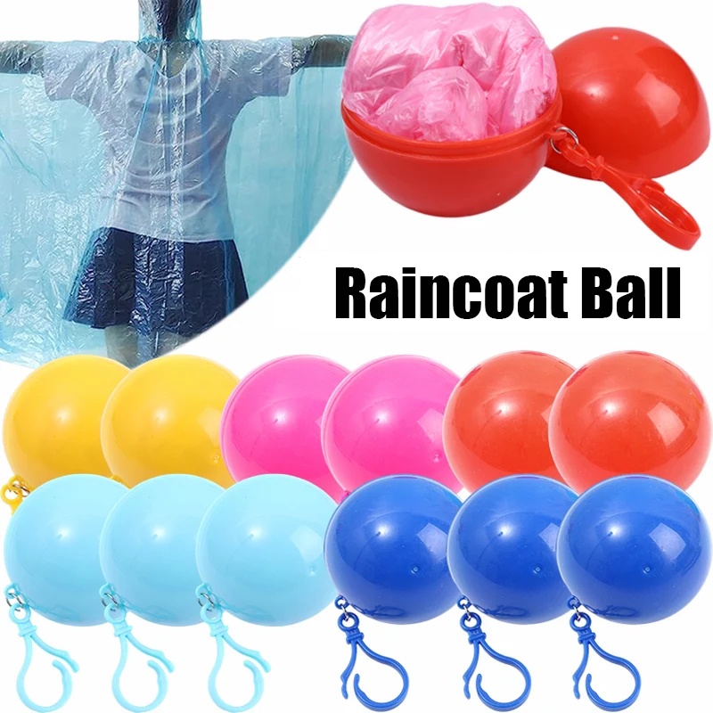 1/3/5PCS Mini Portable Raincoat Ball with Hook/Outdoor Disposable ...