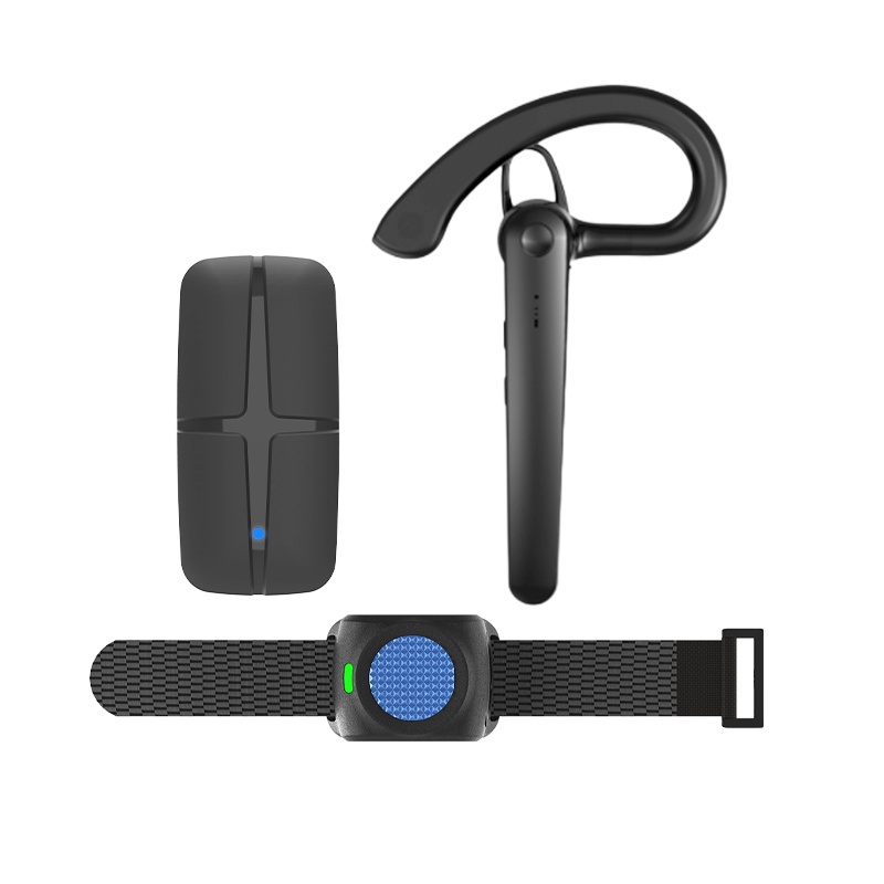 Hanging Ears Headphones and Wearable PTT Walkie Talkie Wireless Voice ...