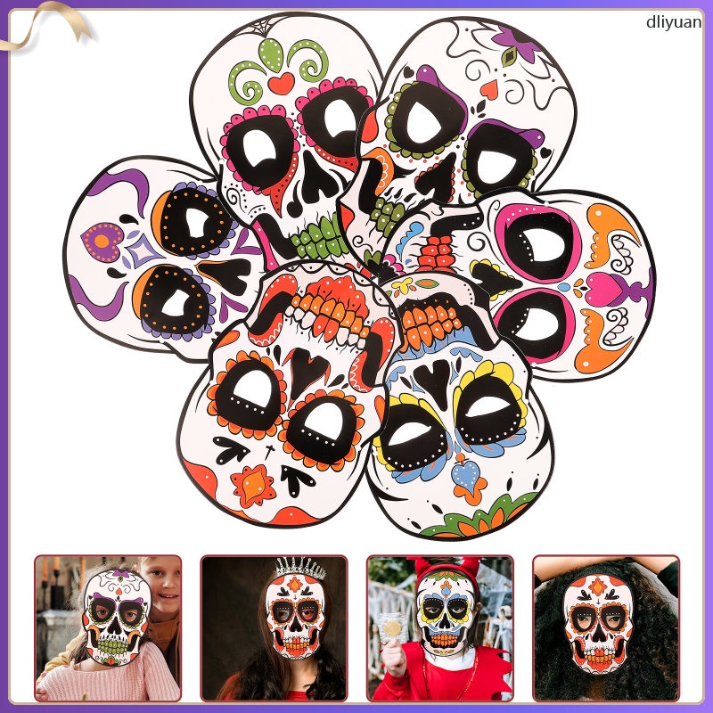 6 Pcs Masquerade Mask Face Masks Mexican Costume Skull for Halloween ...