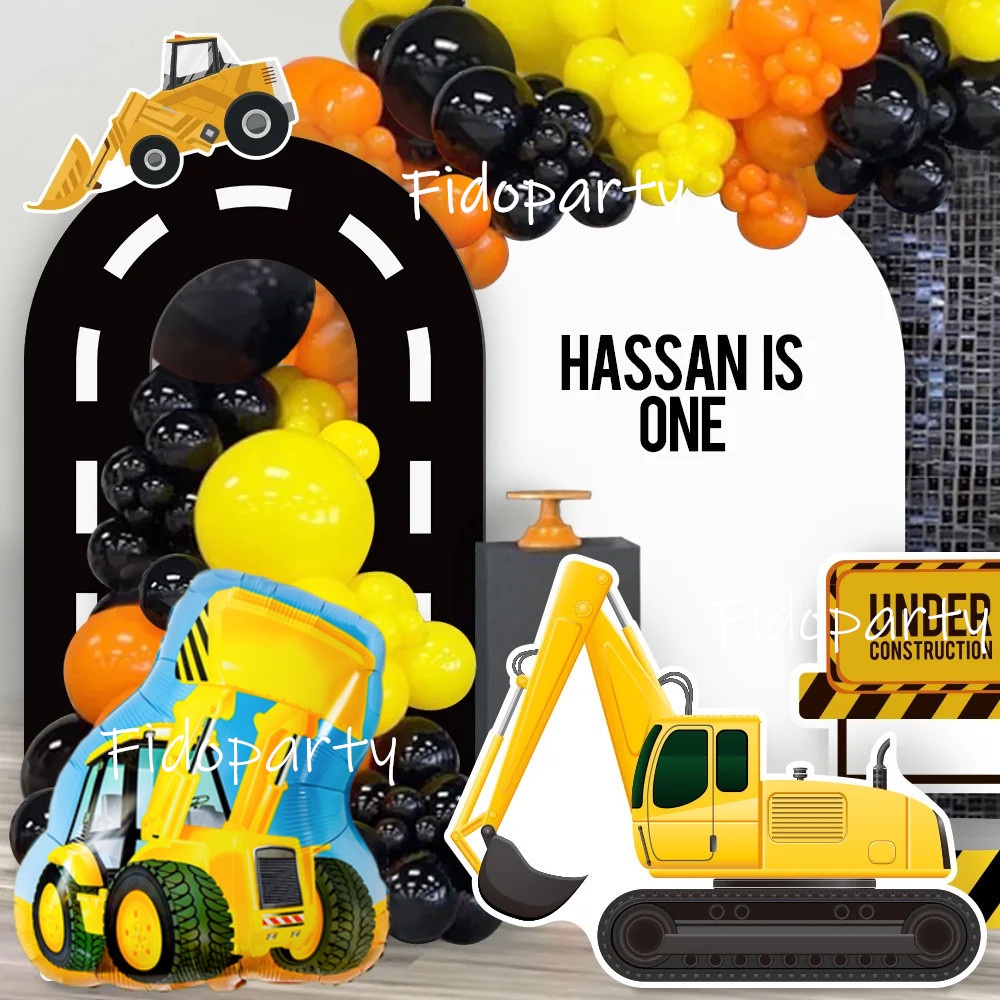 Construction Balloon Chain 32inch Gold Number Balloon Engineering ...