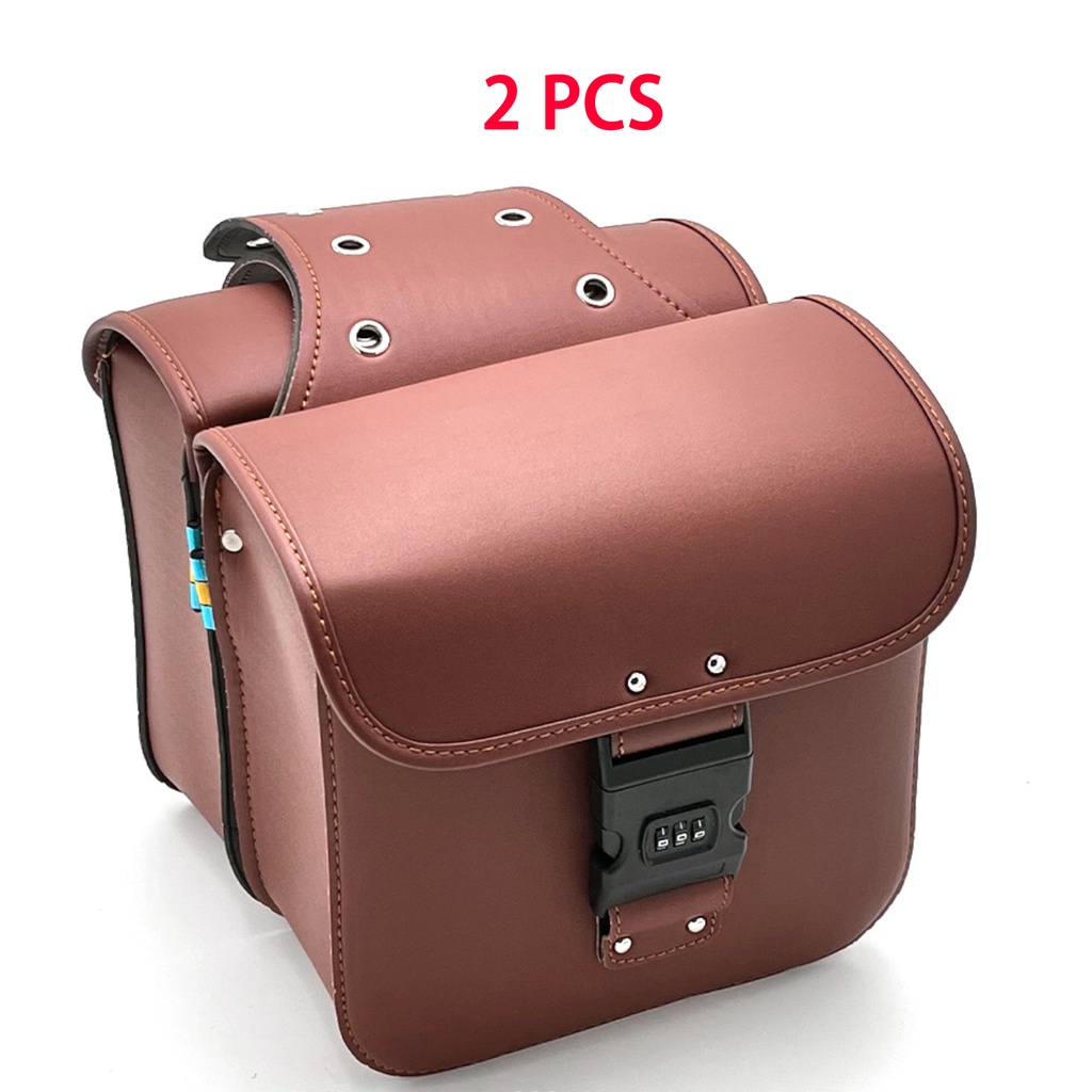 2PCS Universal Motorcycle Saddle Bag Pair Waterproof Side Storage Bag ...