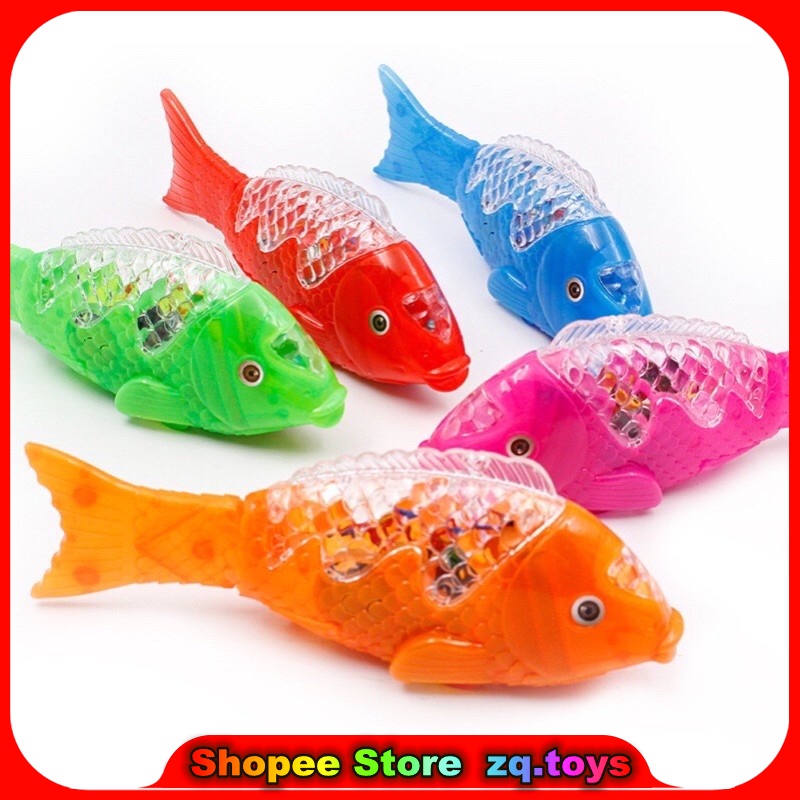 Colorful funny fish toy with lights and sounds fish tail shaking gift ...