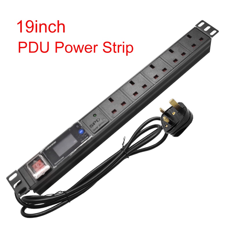 Digital Display Meter PDU Power Distribution Unit 5 Ways UK 3 pin Power Socket Extension Surge ...