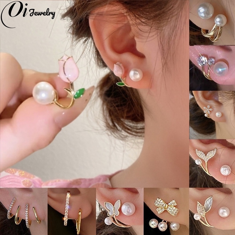 Pearl Tulips Earrings for Women Elegant Hypoallergenic Stud Earring ...