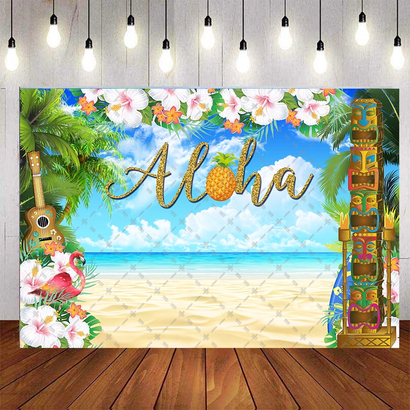 Aloha Summer Hawaii Flamingo Birthday Backdrop For Photography Baby ...